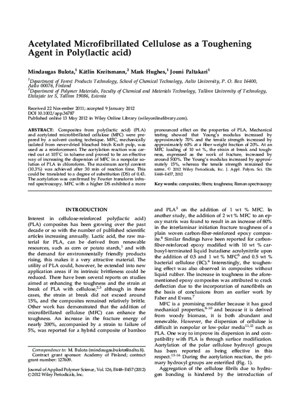 (PDF) Acetylated microfibrillated cellulose (MFC) as toughening agent ...