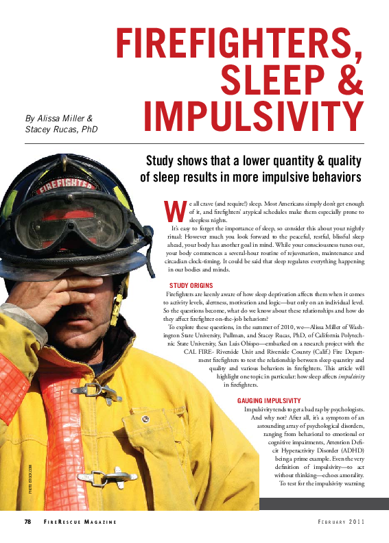 (PDF) Firefighters, Sleep & Impulsivity _ Fire Rescue Magazine