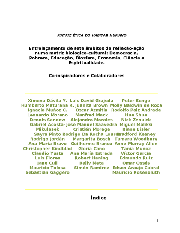 (DOC) Matriz Etica do Habitar Humano