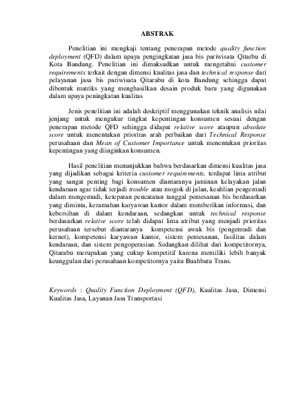 (PDF) Penerapan Metode Quality Function Deployment (QFD) Dalam Upaya Peningkatan Kualitas ...