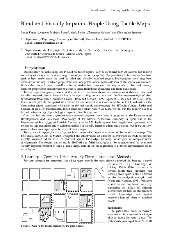 (PDF) Blind and visually impaired people using tactile maps