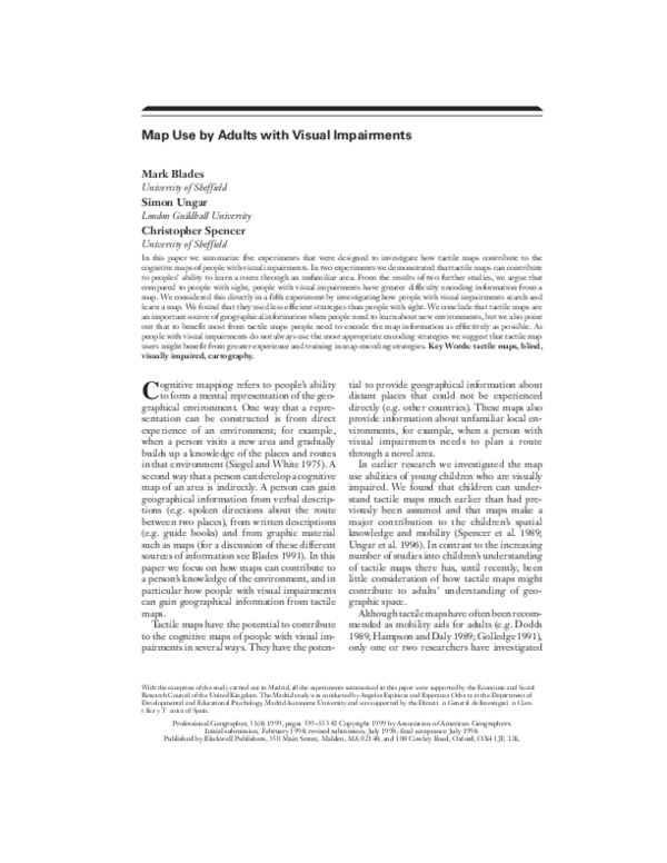 (PDF) Map use by adults with visual impairments