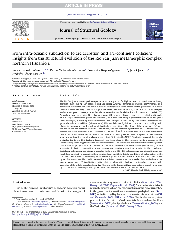 (PDF) From intra-oceanic subduction to arc accretion and arc-continent ...