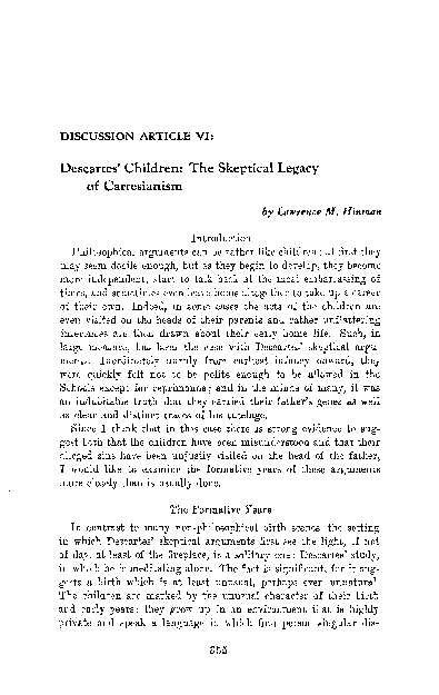 (PDF) Descartes' Children: The Skeptical Legacy of Cartesianism