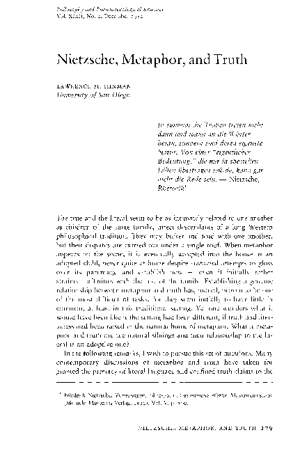 (PDF) Nietzsche, Metaphor, and Truth