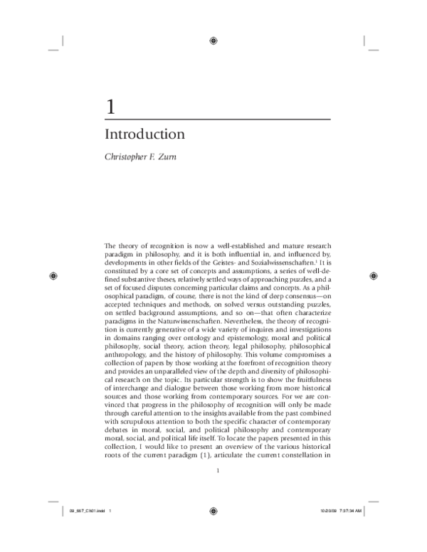 (PDF) Introduction to The Philosophy of Recognition: Historical and ...