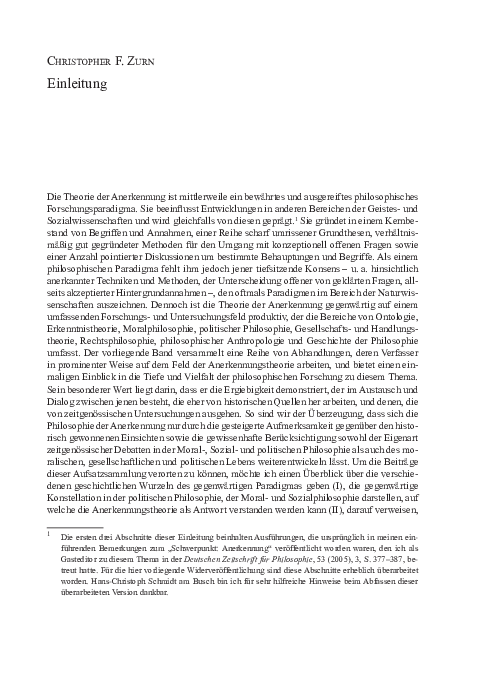 (PDF) Einleitung: Anerkennung, ed. Hans-Christoph Schmidt am Busch ...