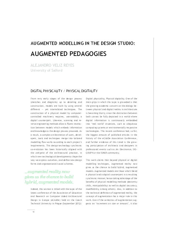 (PDF) [Journal Paper] Augmented modelling in the design studio ...