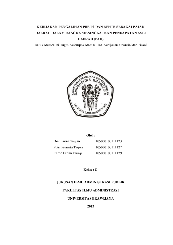 (PDF) Pengalihan PBB-P2 dan BPHTB Sebagai Pajak Daerah