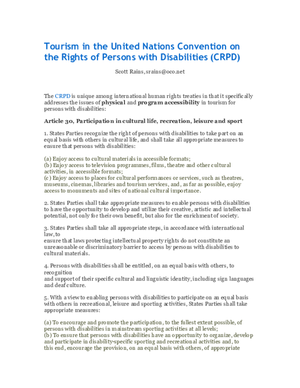 (PDF) Tourism in the United Nations Convention on the Rights of Persons ...