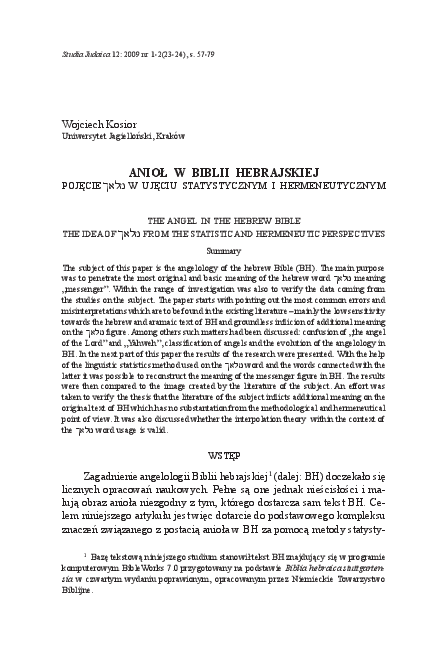 (PDF) The Angel in the Hebrew Bible. The Idea of mal'akh from the ...