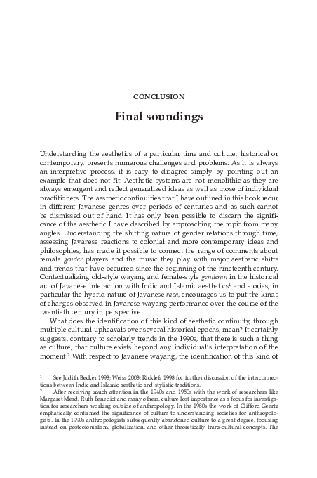 (PDF) Listening to an Earlier Java, Conclusion