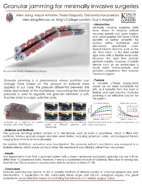 Granular Jamming for Minimally Invasive Surgeries