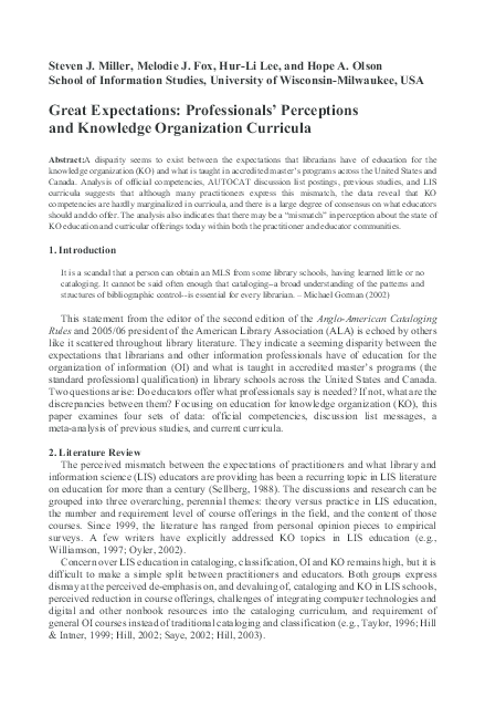 (PDF) Great Expectations: Professionals' Perceptions and Knowledge ...