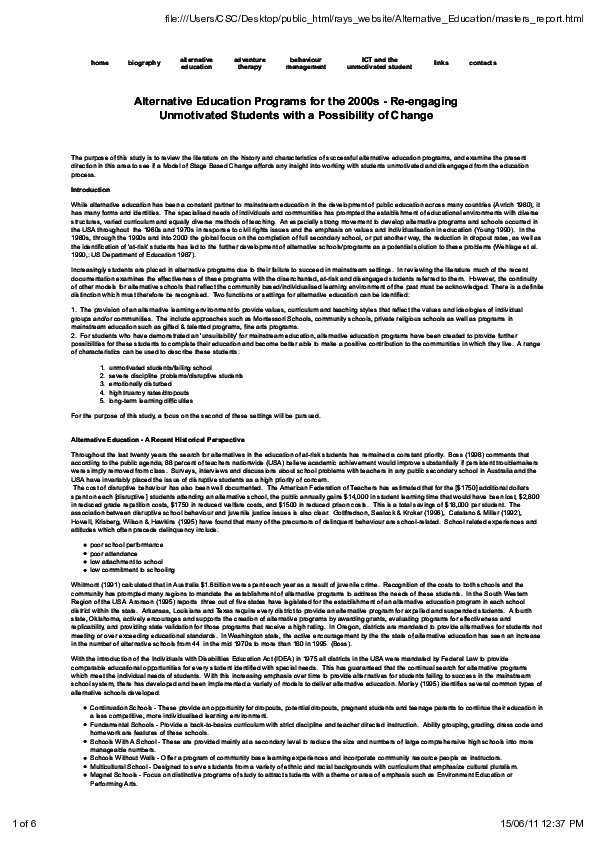 Alternative Education Programs