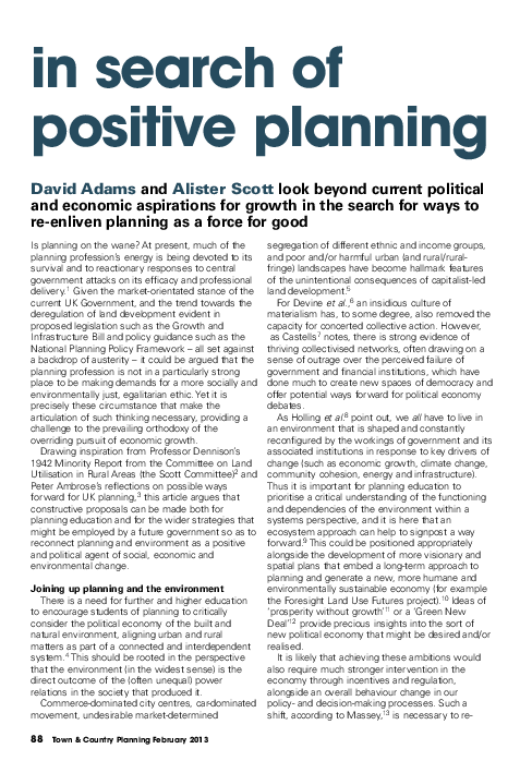 (PDF) In Search of Positive Planning