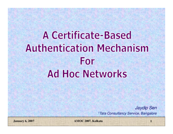 (PDF) A Certificate-Based Authentication Mechanism for Ad Hoc Networks