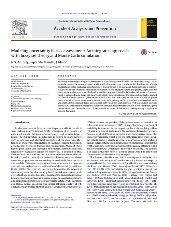 (PDF) Modeling uncertainty in risk assessment: An integrated approach with fuzzy set theory and ...