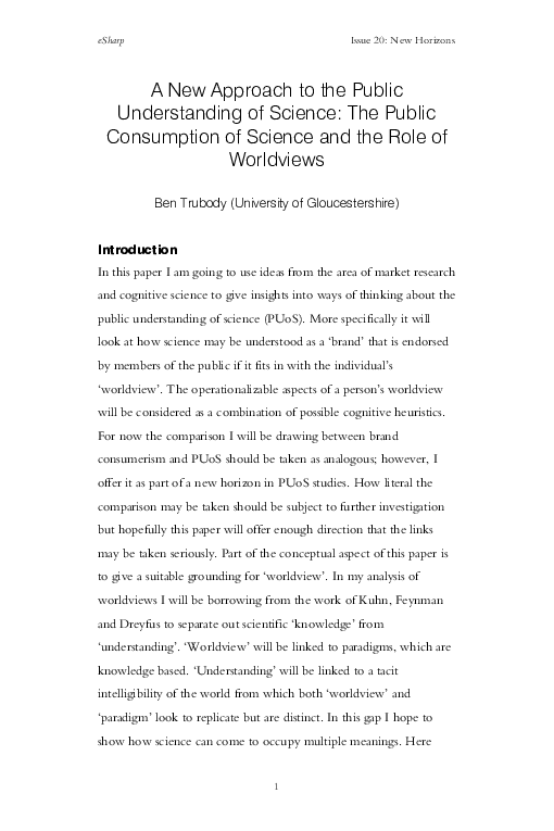 (PDF) A New Approach to the Public Understanding of Science: The Public ...