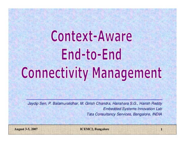 (PDF) Context-Aware End-to-End Connectivity Management