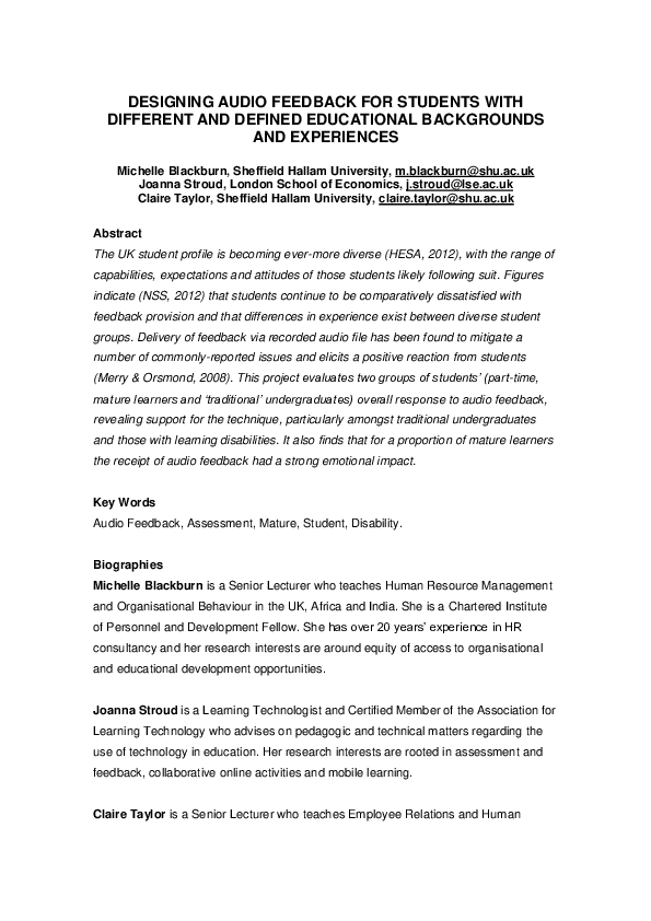 (DOC) Designing audio feedback for students with different and defined ...