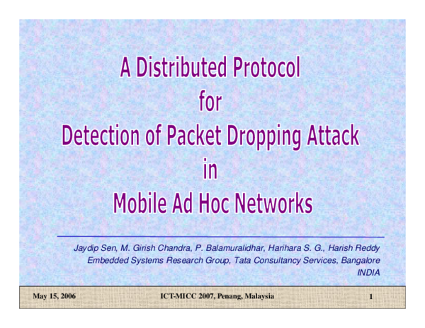 Pdf A Distributed Protocol For Detection Of Packet Dropping Attack In 3384