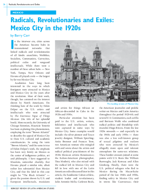 (PDF) Radicals, Revolutionaries and Exiles: Mexico City in the 1920s