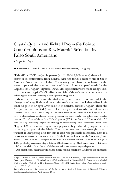 (PDF) Nami, H. G. 2009. Crystal Quartz and Fishtail Projectile Points ...