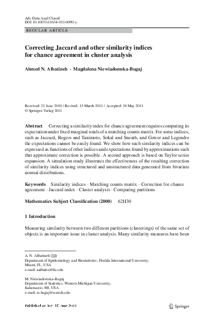 (PDF) Correcting Jaccard and other similarity indices for chance ...