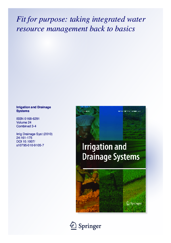 (PDF) Fit for purpose: taking integrated water resource management back ...