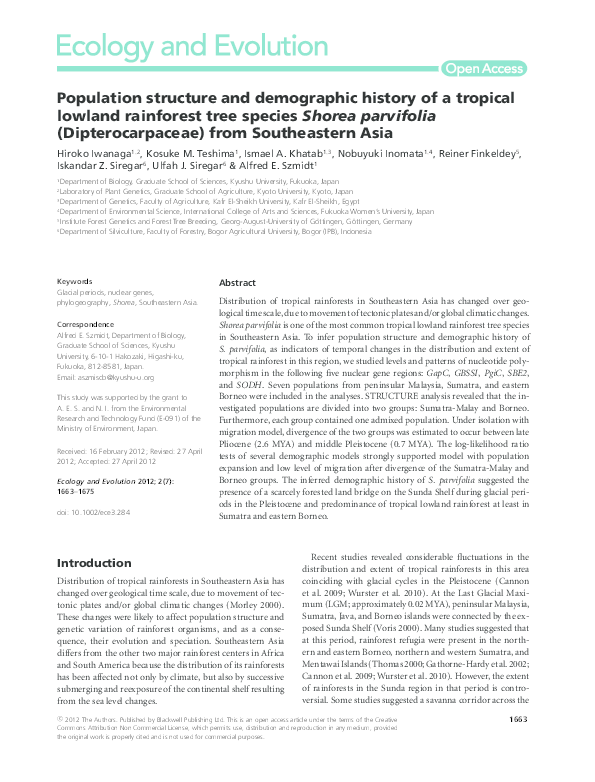 (PDF) Population structure and demographic history of a tropical ...