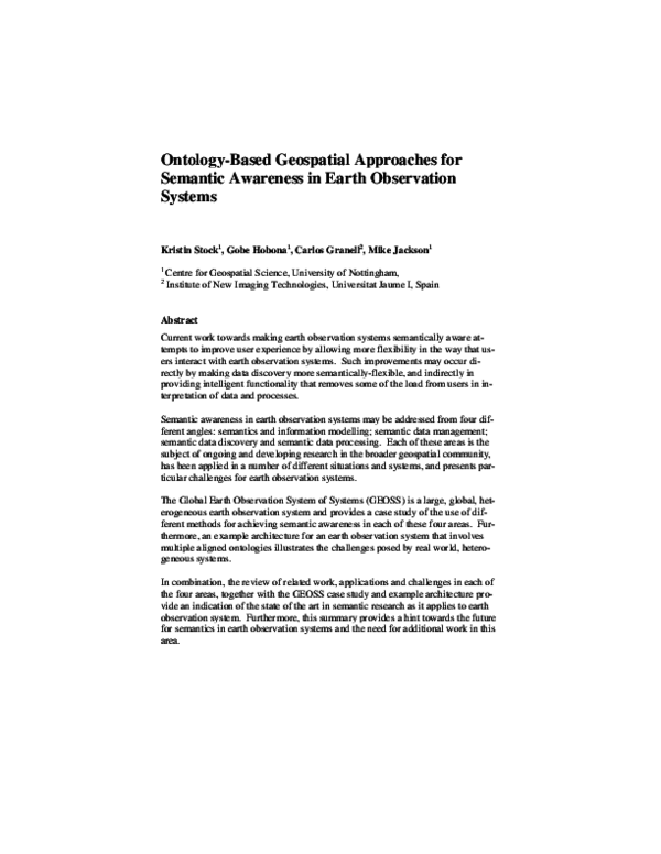(PDF) Ontology-Based Geospatial Approaches for Semantic Awareness in Earth Observation Systems