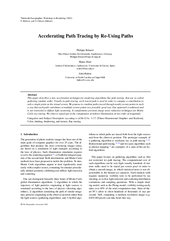 Accelerating path tracing by re-using paths