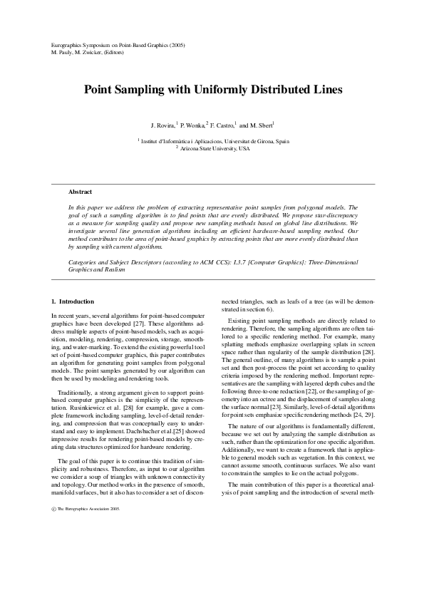 Point Sampling With Uniformly Distributed Lines 