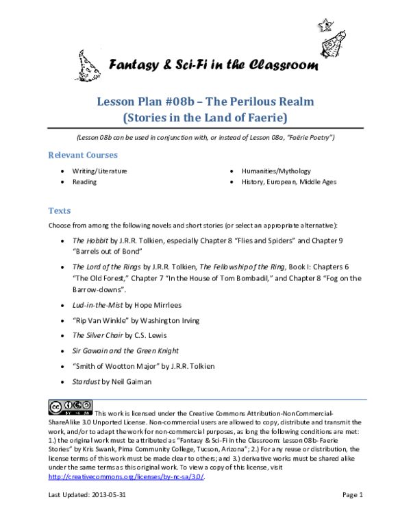 (PDF) Lesson 08b- Faerie Stories (Fantasy & Sci-Fi in the Classroom)