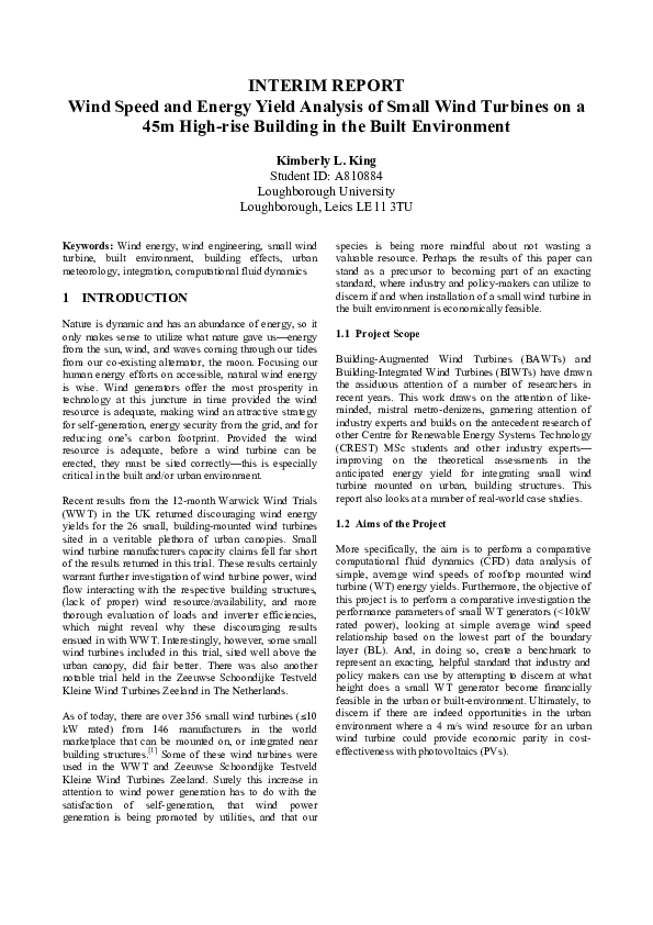 (PDF) Analysis of Wind Speeds and Energy Yields of Wind Turbines in the ...