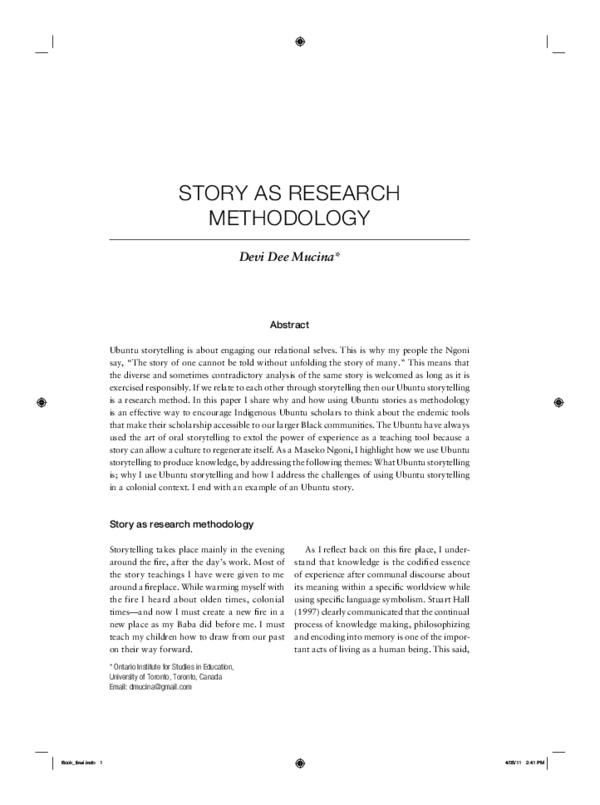 (PDF) STORY AS RESEARCH METHODOLOGY