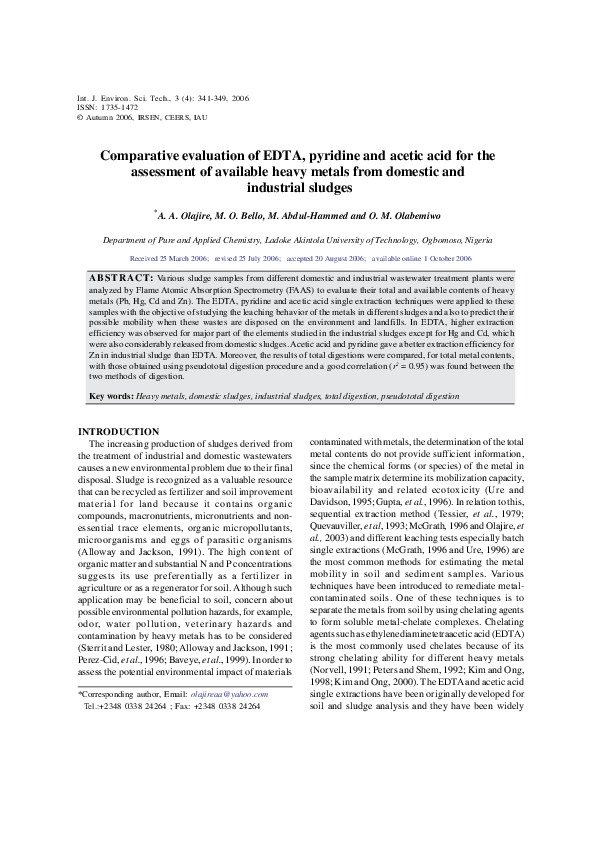 (PDF) Comparative evaluation of EDTA, pyridine and acetic acid for the ... (PDF) Comparative evaluation of EDTA, pyridine and acetic acid for the ...