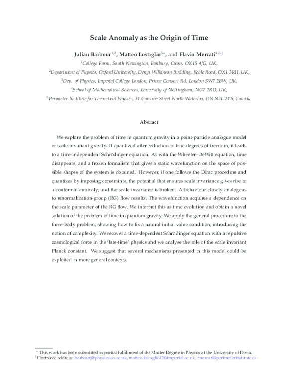 (PDF) Scale Anomaly as the Origin of Time