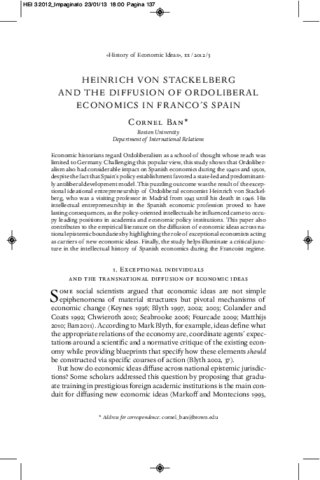 (PDF) Heinrich von Stackelberg and the Diffusion of Ordoliberal ...