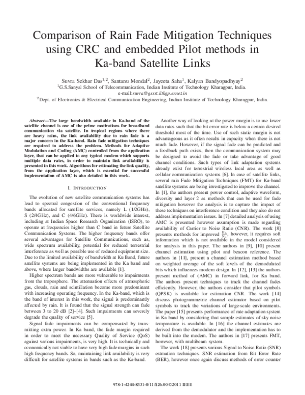 (PDF) Comparison of Rain Fade Mitigation Techniques Using CRC and ...