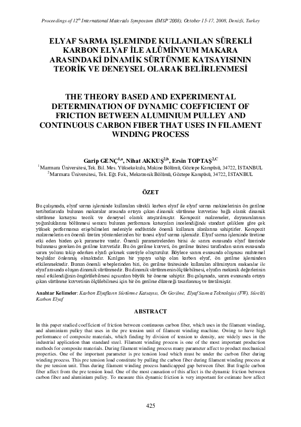 (PDF) ELYAF SARMA IŞLEMINDE KULLANILAN SÜREKLİ KARBON ELYAF İLE ALÜMİNYUM MAKARA ARASINDAKİ ...