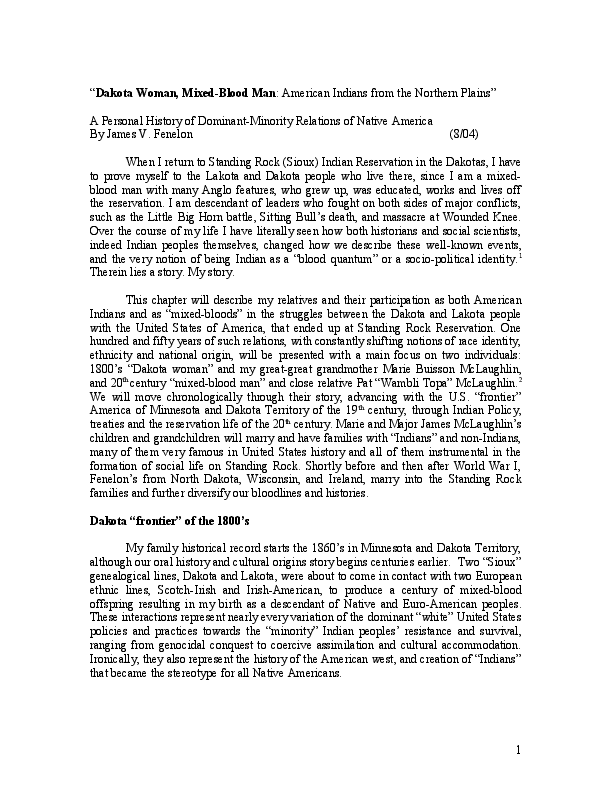 (DOC) Dakota Woman, Mixed-Blood Man: American Indians from the Northern ...