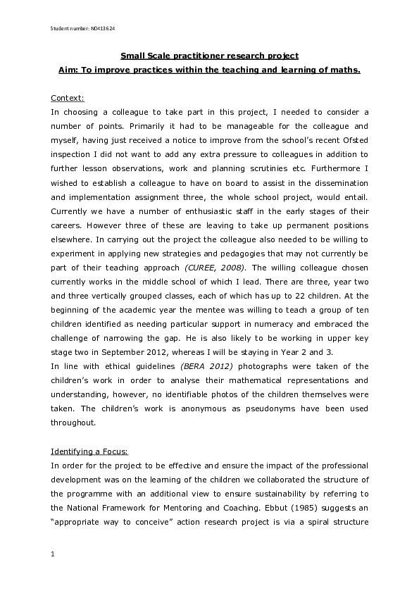 (DOC) Small Scale practitioner research project