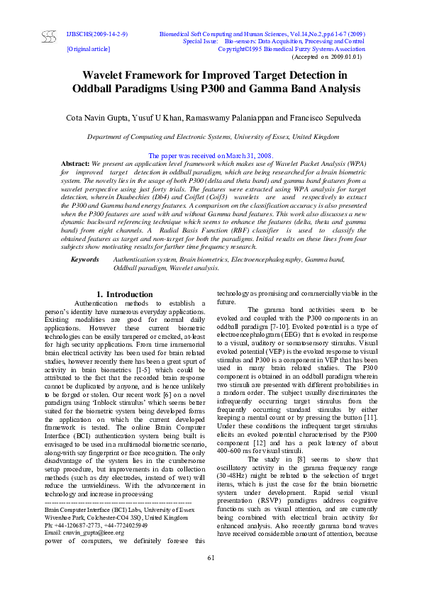 (PDF) Wavelet Framework for Improved Target Detection in Oddball ...