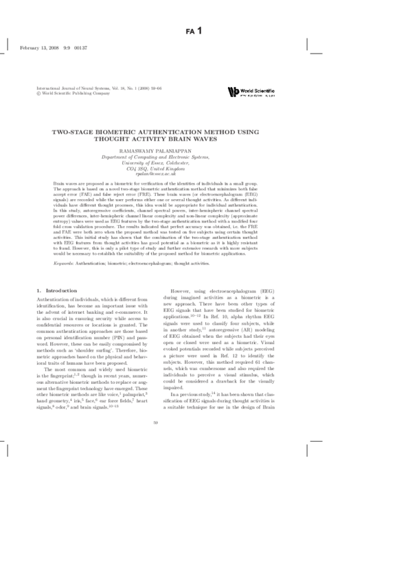 (PDF) TWO-STAGE BIOMETRIC AUTHENTICATION METHOD USING THOUGHT ACTIVITY BRAIN WAVES