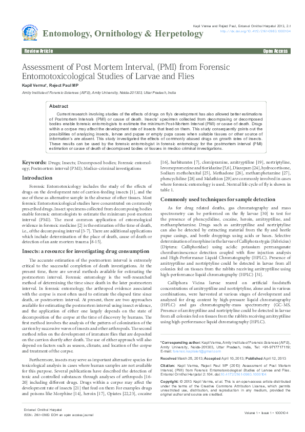 (PDF) Assessment of Post Mortem Interval, (PMI) from Forensic ...