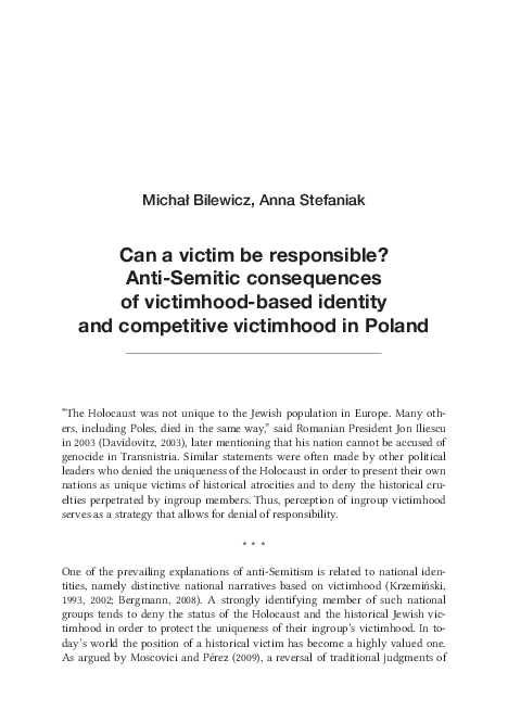 (PDF) Can a victim be responsible? Anti-Semitic consequences of ...