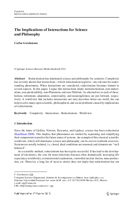 (PDF) The Implications of Interactions for Science and Philosophy