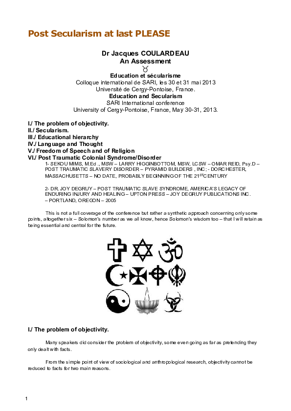(PDF) Post Secularism at last Please!!!